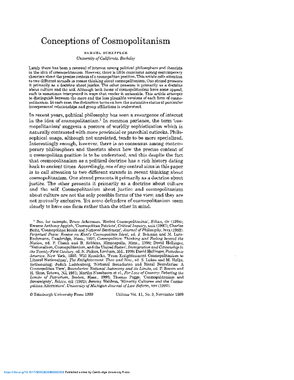 1b - Scheffler Conceptions of Cosmopolitanism - Conceptions of ...