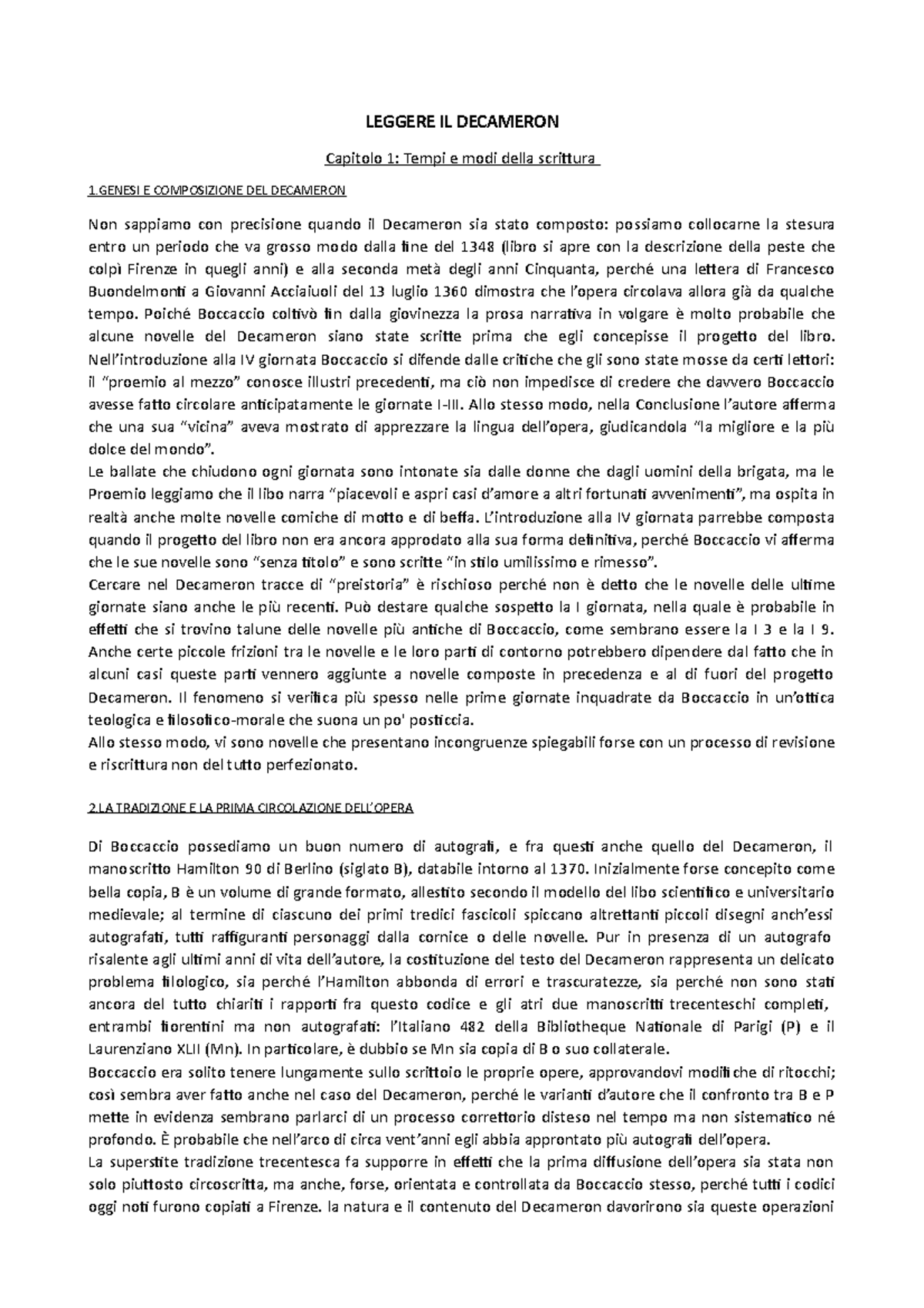 Leggere IL Decameron - Riassunto completo del libro - letteratura ...