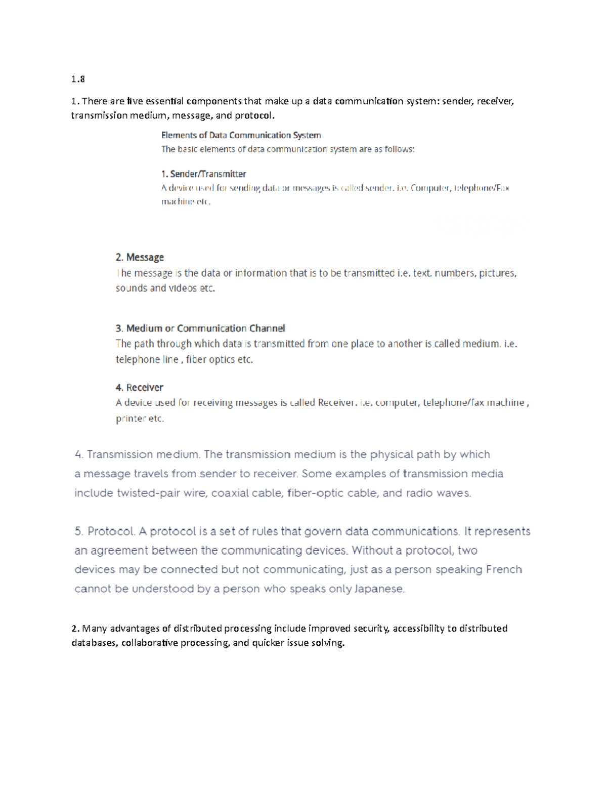 Chapter 1 - 1. 1. There are five essential components that make up a ...