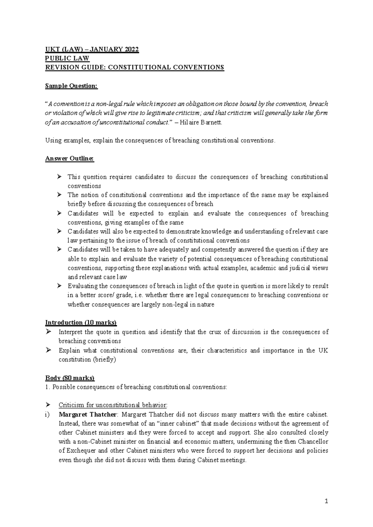 Revision Constitutional Conventions - UKT (LAW) – JANUARY 2022 PUBLIC ...