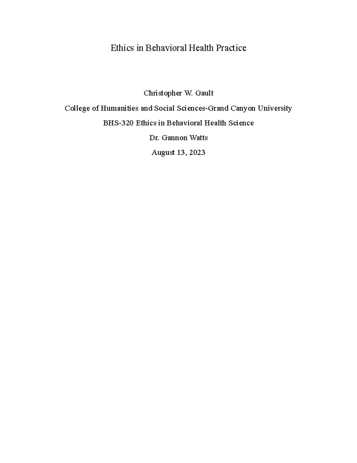 Ethics in Behavioral Health Practice - Final - Ethics in Behavioral ...
