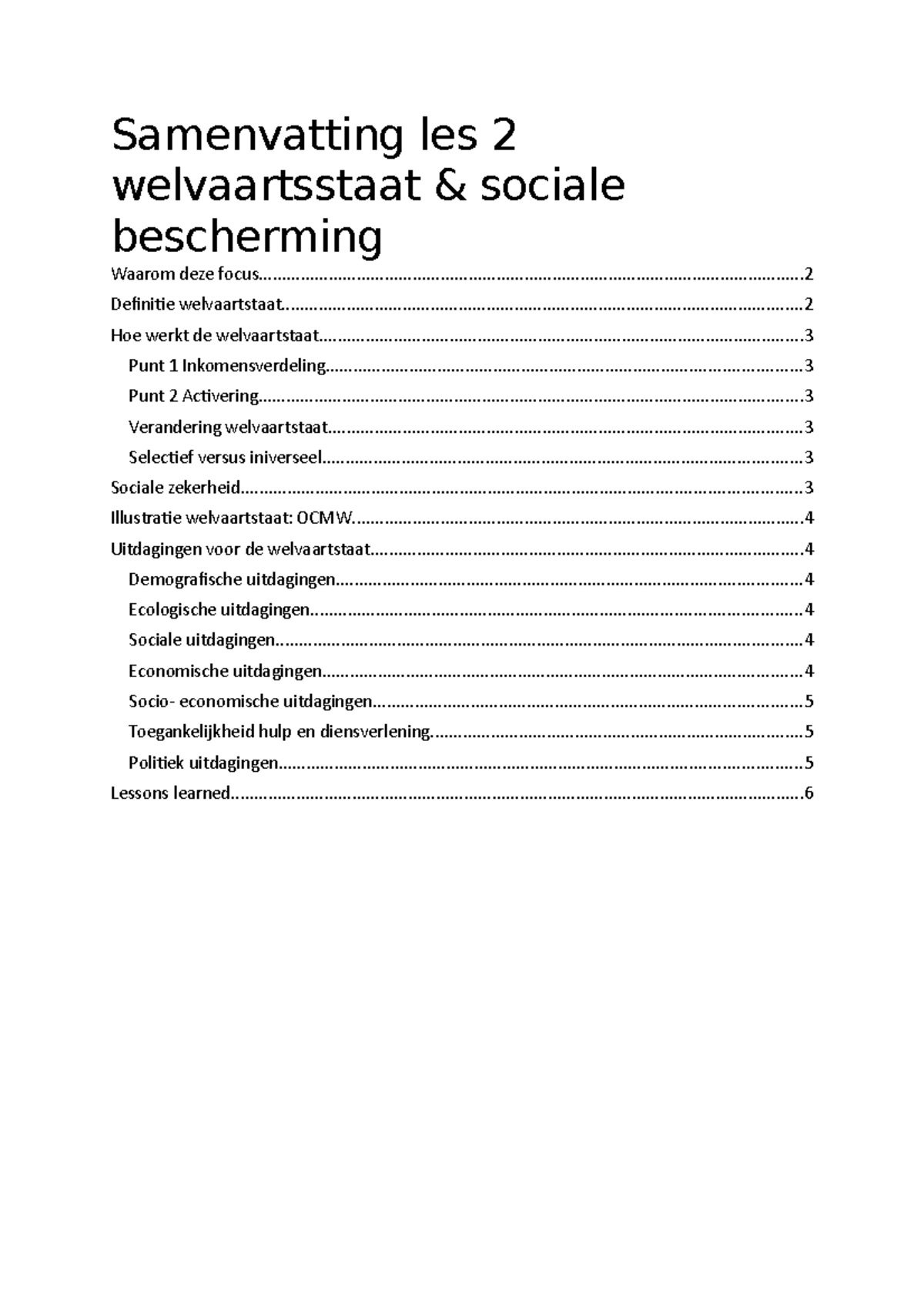 Samenvatting les 2 welvaartsstaat - welvaartsstaat & sociale Samenvatting les Waarom deze - Studocu