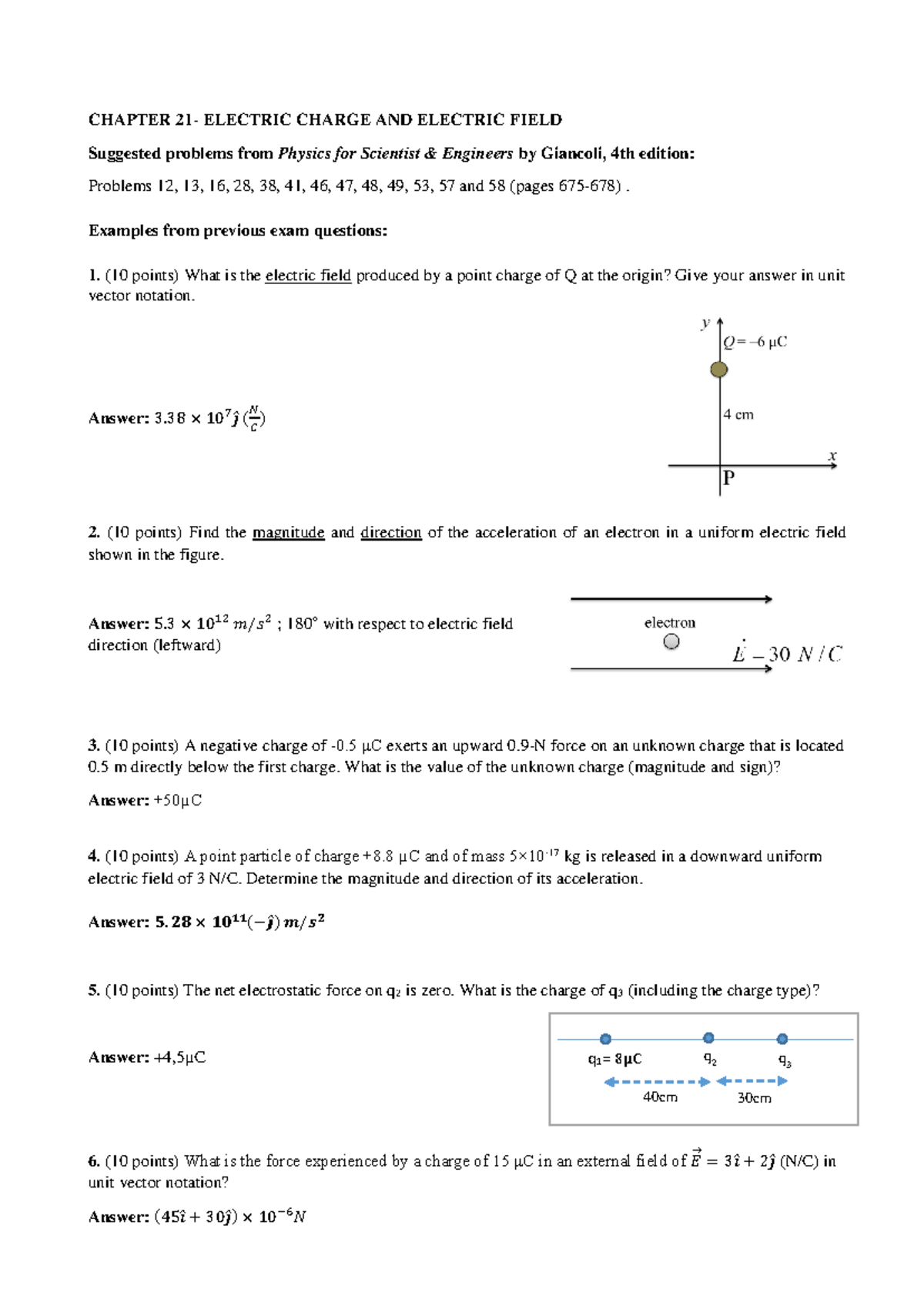 Chapter 21 Worksheet - ghf - Suggested problems from Physics for Scientist & Engineers by - Studocu
