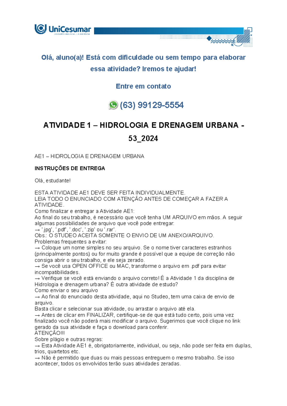 EQUIPE PEDAGÓGICA CURSOS HÍBRIDOS | ENGENHARIA CIVIL As bacias ...