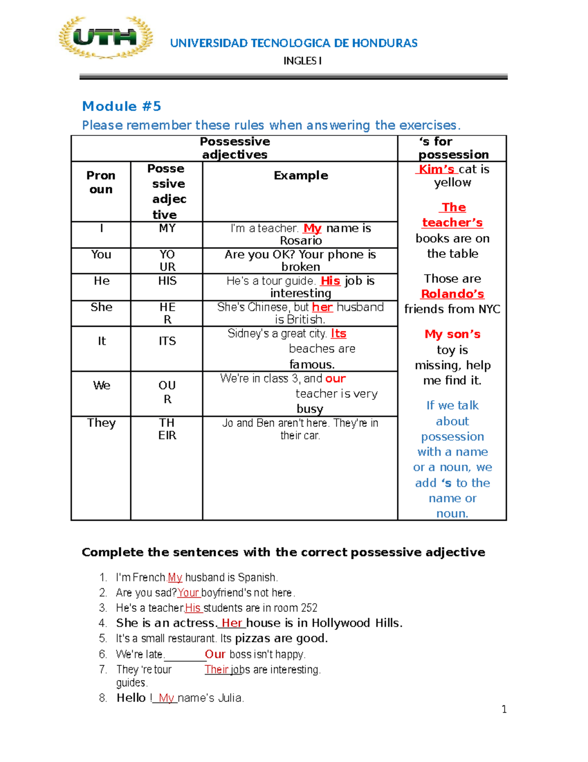 II-Partial-Homework 5-IIIP2020 - UNIVERSIDAD TECNOLOGICA DE HONDURAS INGLES I Module Please ...