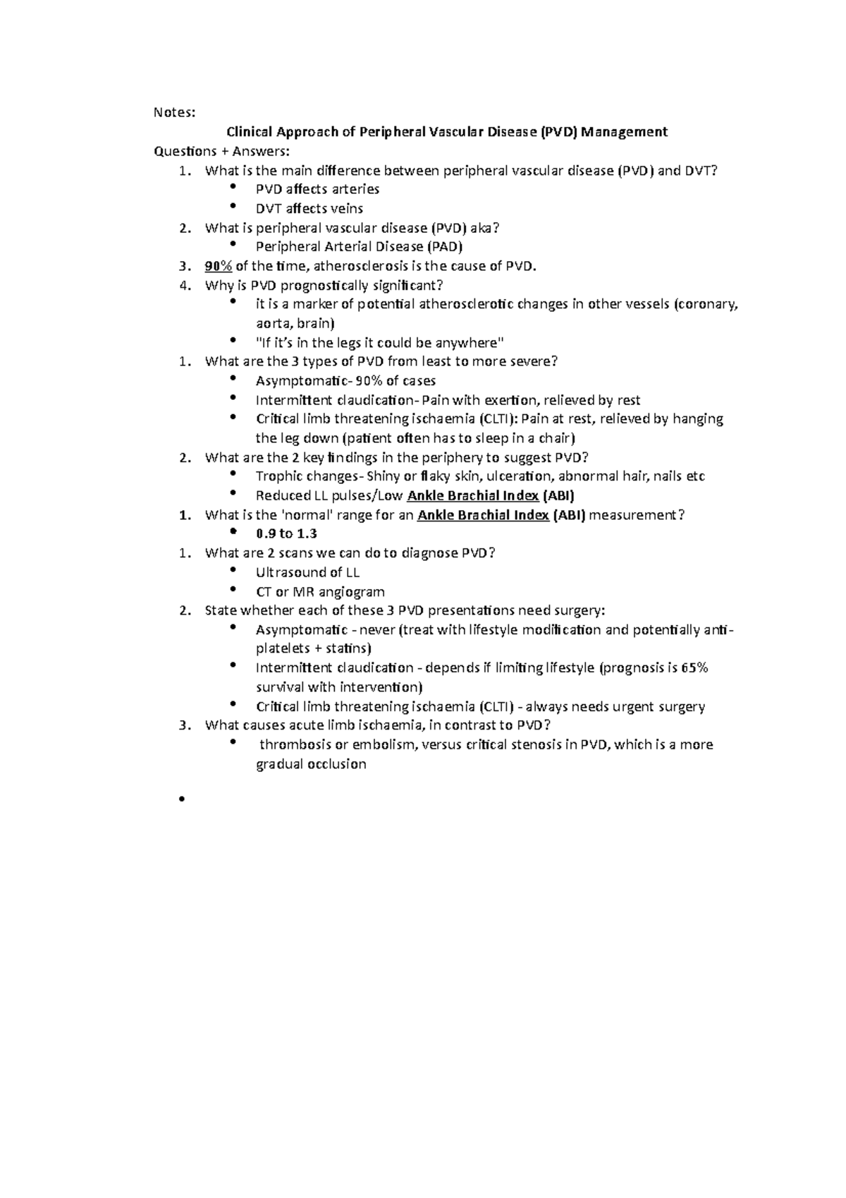 Clinical Approach of Peripheral Vascular Disease (PVD) Management ...