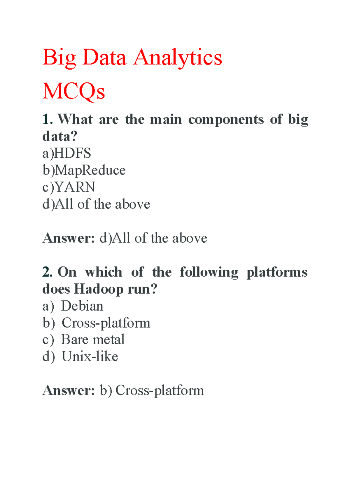 Big Data Analytics - Big Data Analytics MCQs What are the main ...