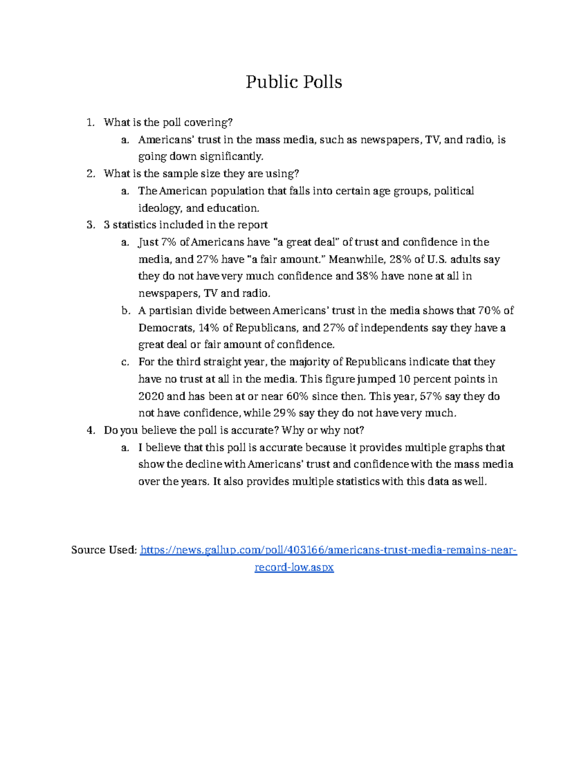 Public Polls for Elections - Public Polls What is the poll covering? a ...