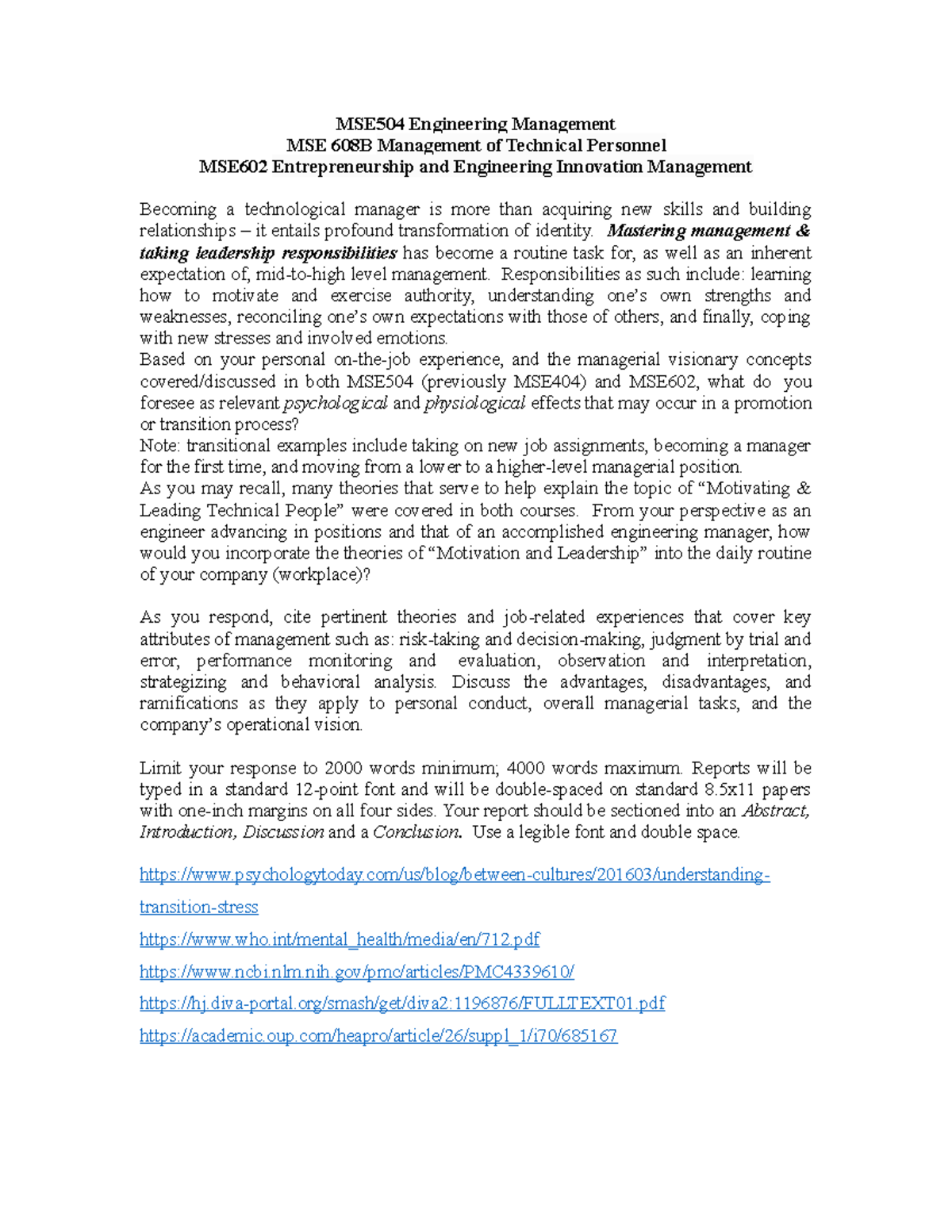 Case Study Question Mgmt & Leadership - MSE504 Engineering Management ...