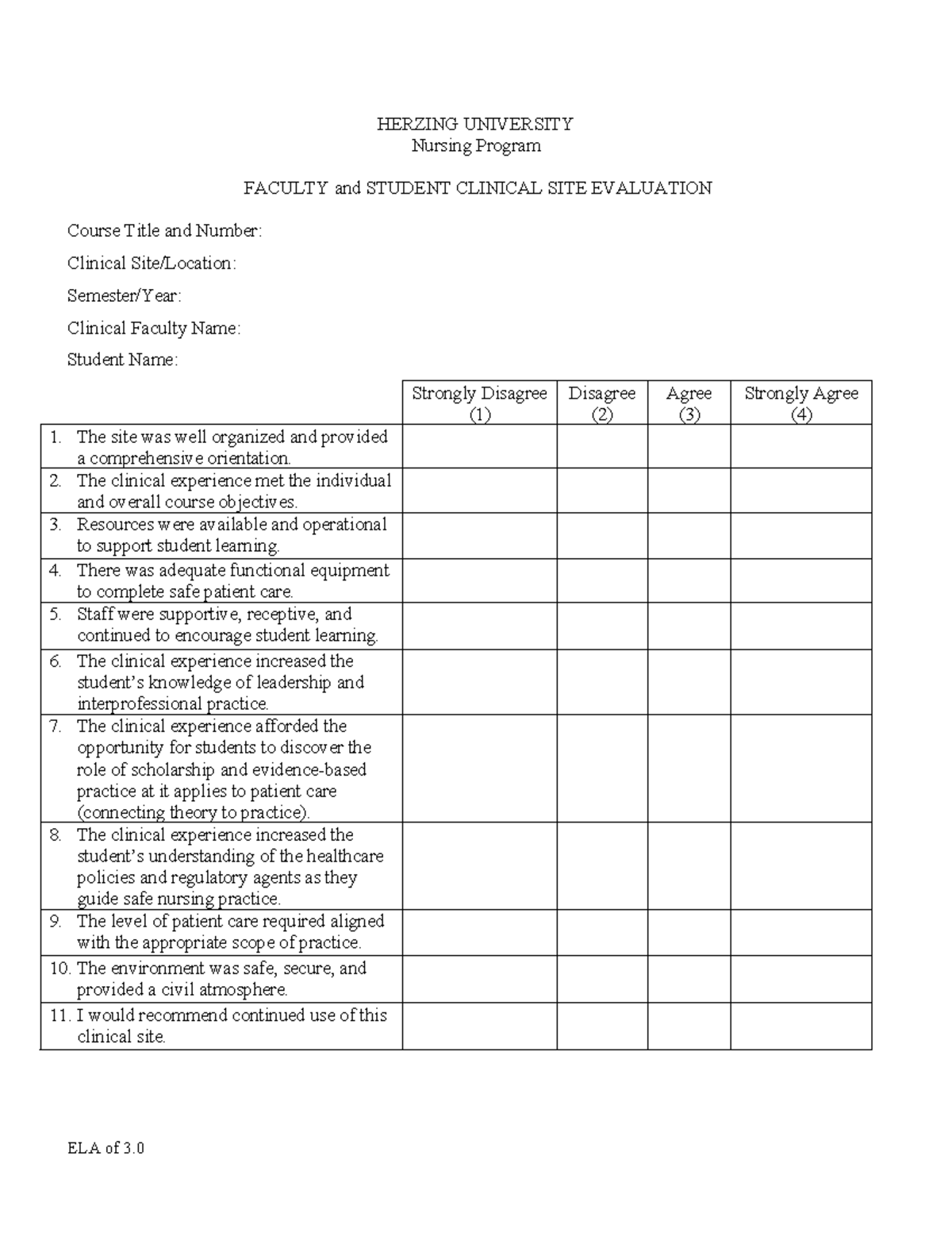 Clinical Site Evaluation -2 - HERZING UNIVERSITY Nursing Program ...