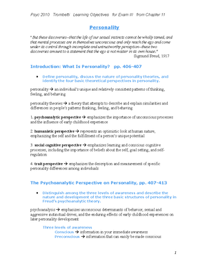 [Solved] Describe examples of behaviors that highlight personality ...