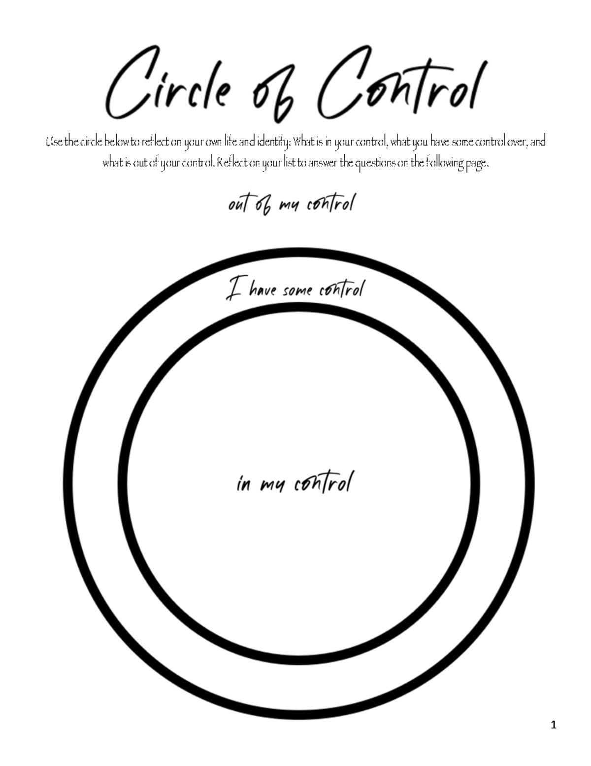Circleof Control-1 - Worksheet for SEL activity - JYT TASK2 - 1 Use the ...