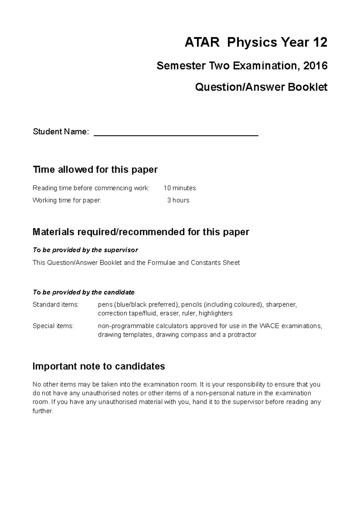 2016 WATP Physics Unit 3 and 4 - ATAR Physics Year 12 Semester Two ...