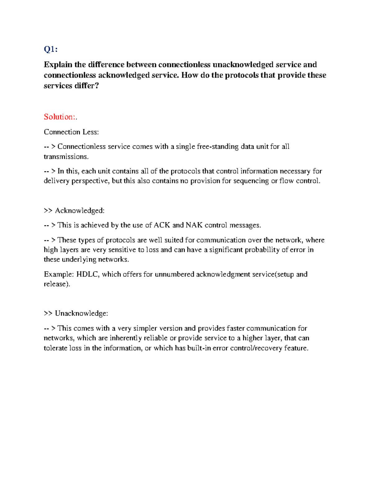 efgdf sdfgdfg sdf - Q1: Explain the difference between connectionless ...