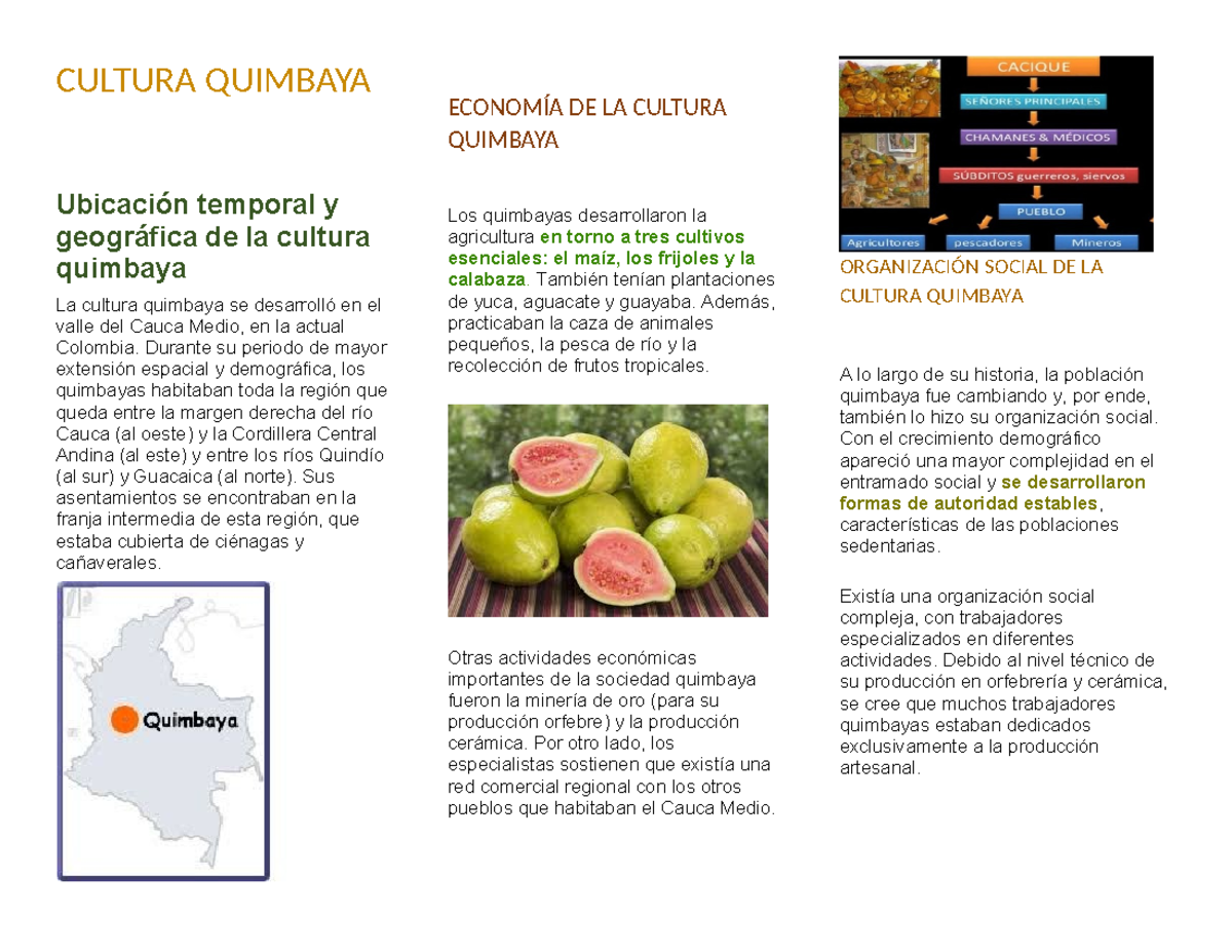 Folleto - medio ambiente - CULTURA QUIMBAYA Ubicación temporal y ...