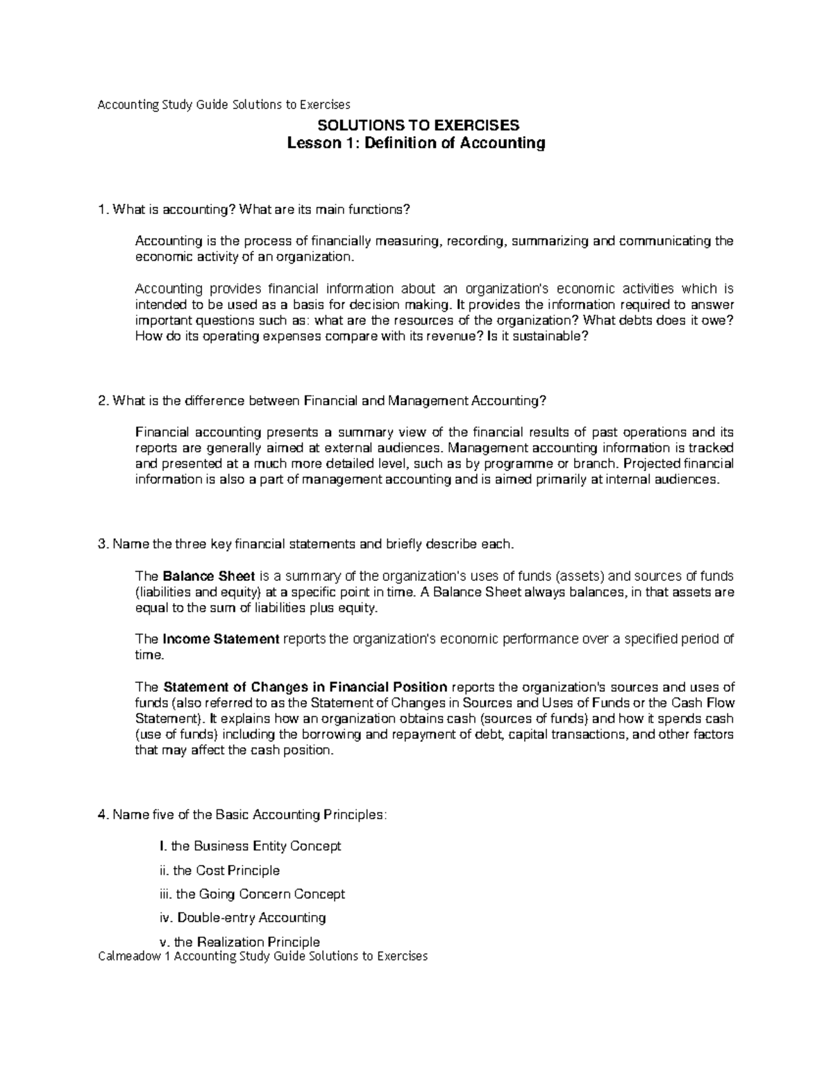 Accounting Study Guide - Accounting provides financial information ...