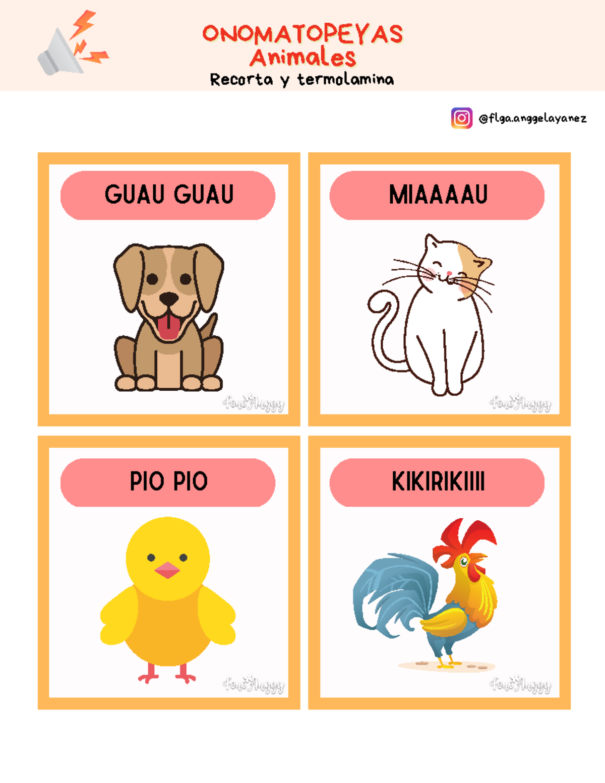 8. Onomatopeyas Animales - Practica Lenguaje y Habla - @flga Animales ...