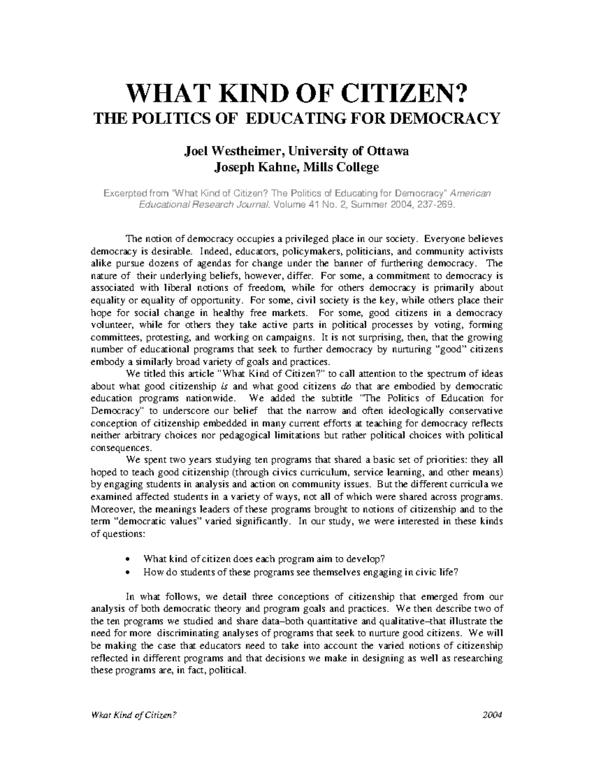 Three Kinds of Citizen - Wkat Kind of Citizen? 2004 WHAT KIND OF ...