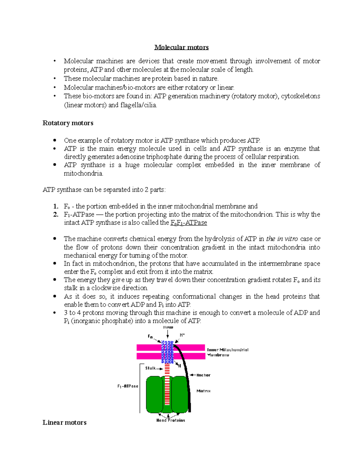 Molecular motors - Molecular motors Molecular machines are devices that ...