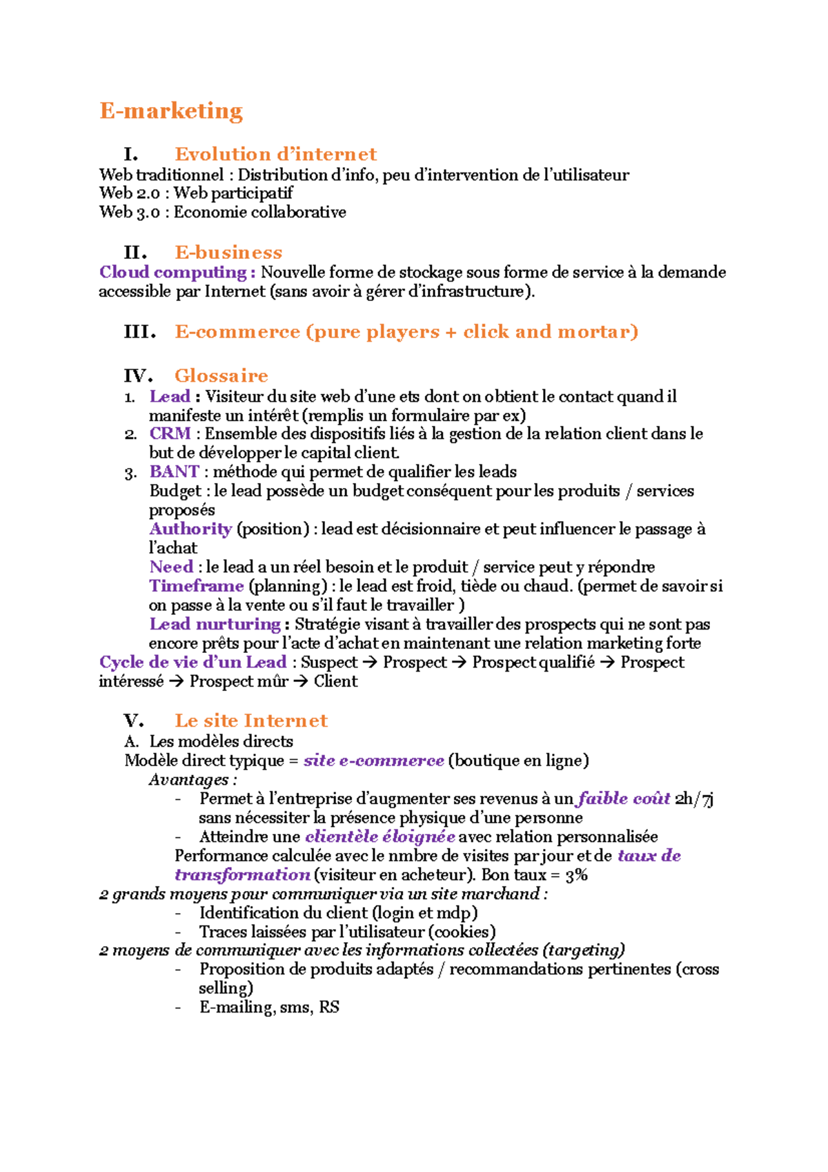 Cours e-marketing DUT TC 2ème année - E-marketing I. Evolution d ...