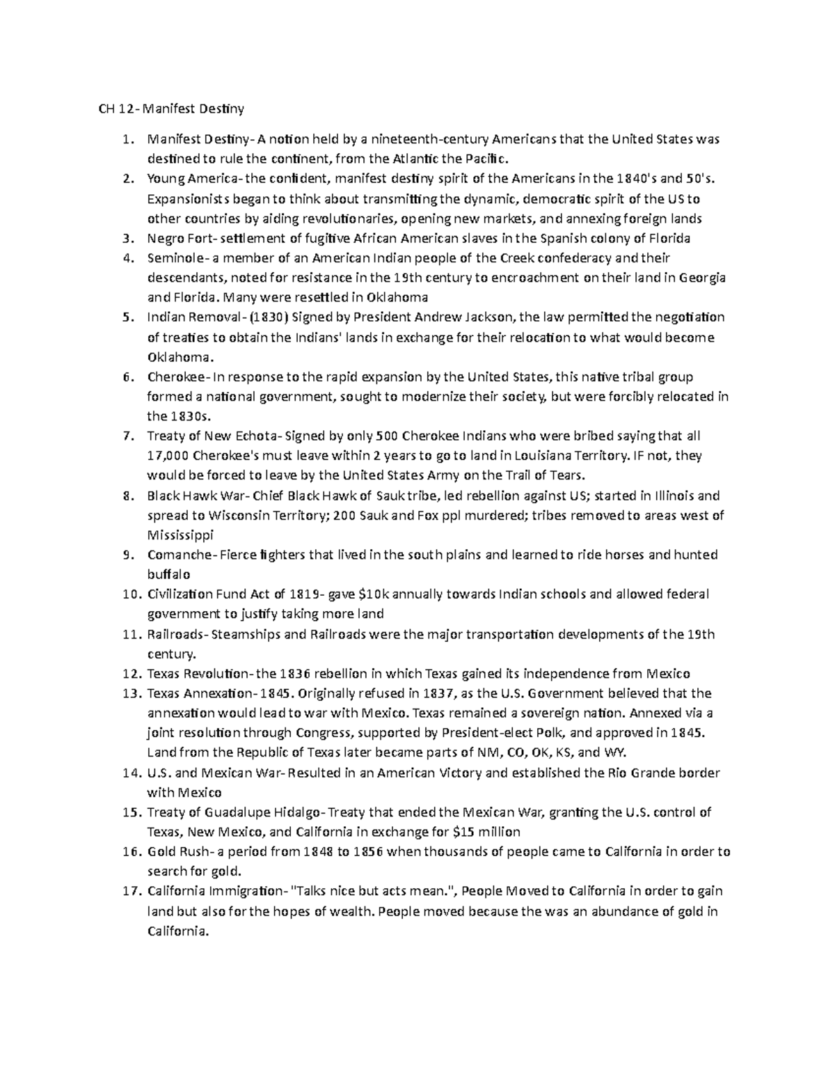 CH12- Manifest Destiny - CH 12- Manifest Destiny Manifest Destiny- A ...