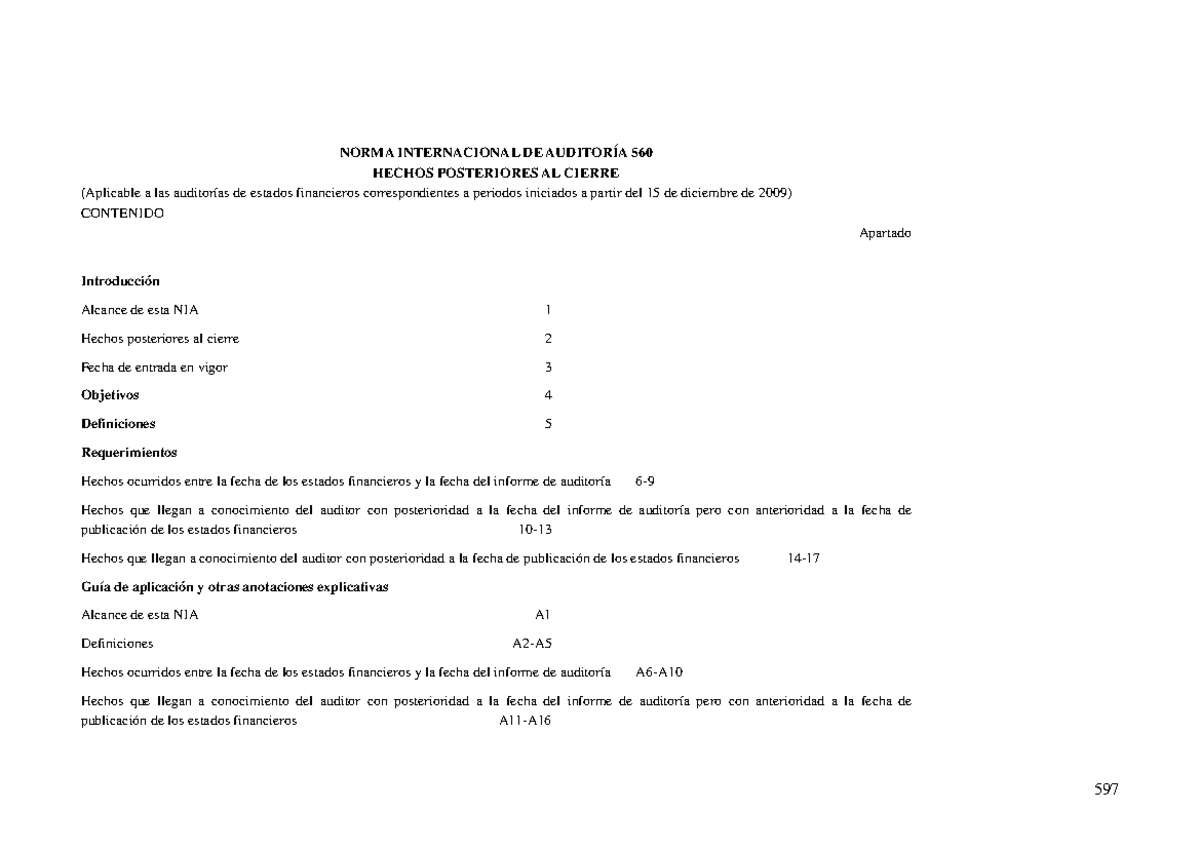 28 - NIA 560 norma internacional de auditoria - Control - Universidad ...