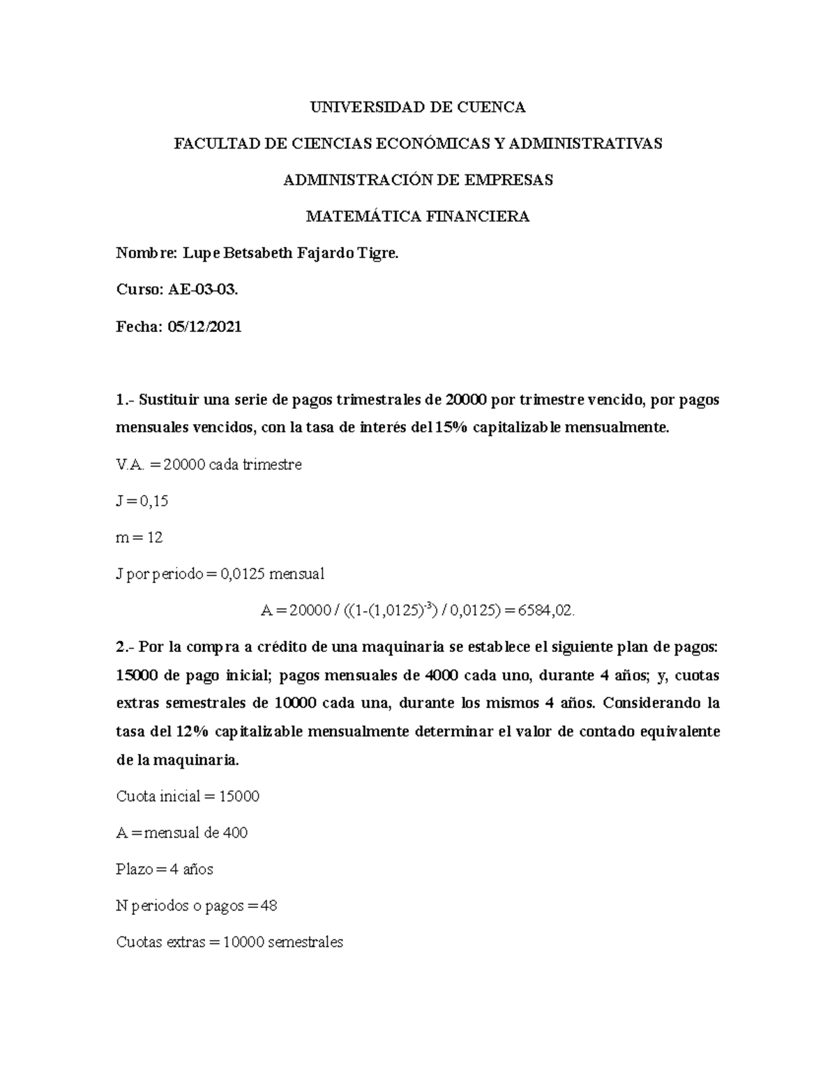 AE0303 Fajardo LUPE Betsabeth Anualidades DE Pagos Variables ...