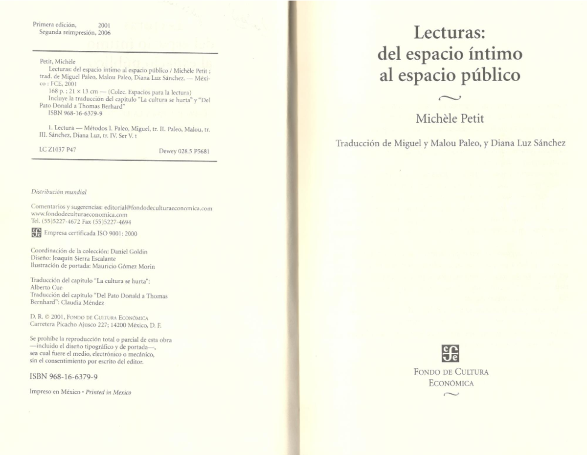 La lectura reparadora Petit - CPU - Taller de lectura y escritura académica - Studocu