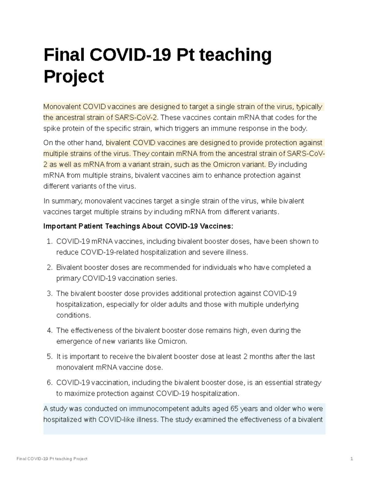 Final Covid-19 project - Final COVID-19 Pt teaching Project 1 Final ...