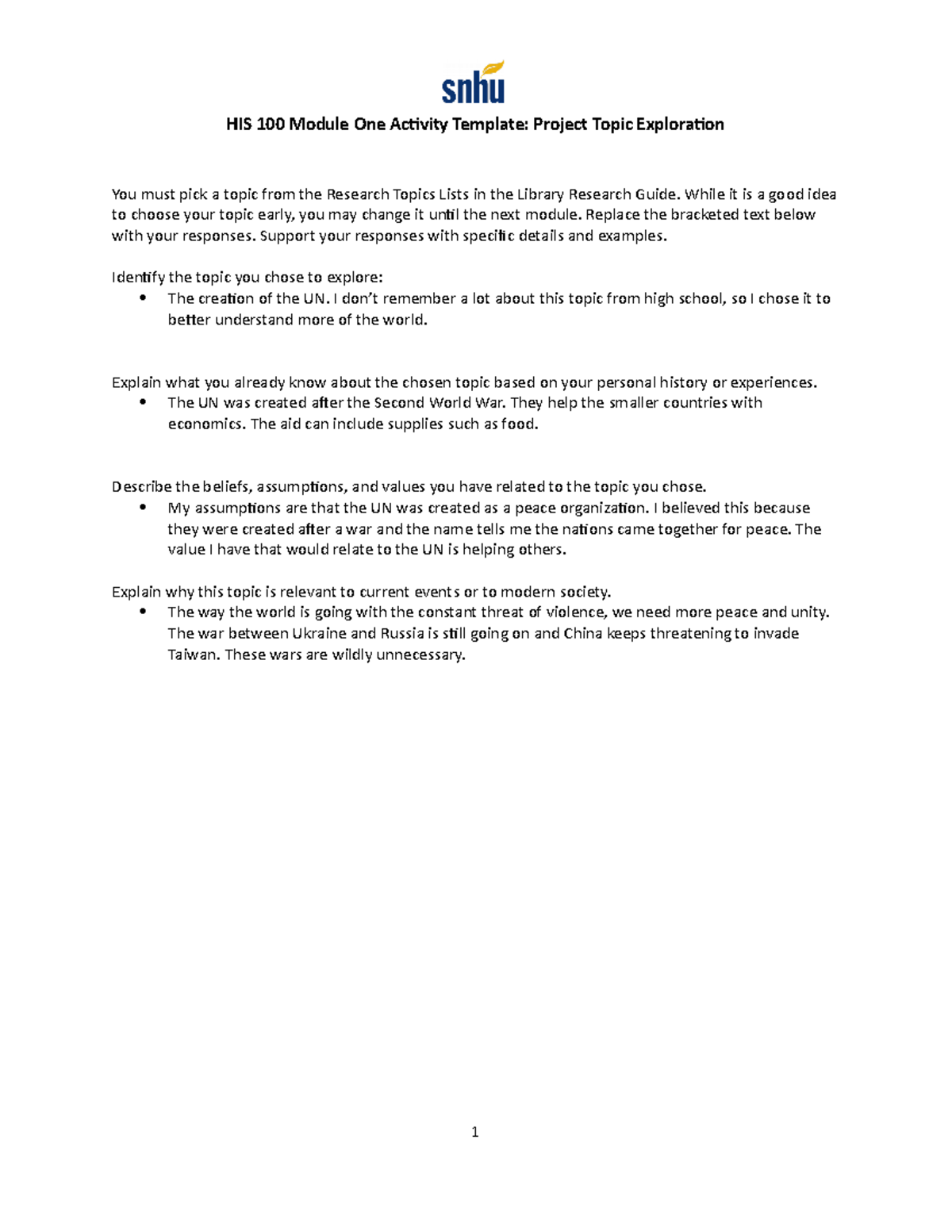 HIS 100 Module One Russell mccune Resubmit - HIS 100 Module One ...