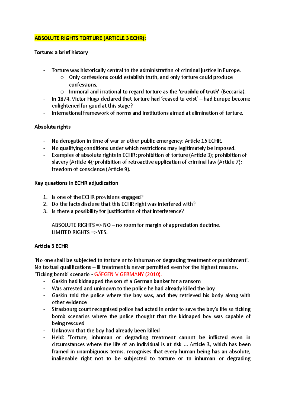 Absolute Rights Torture - ABSOLUTE RIGHTS TORTURE (ARTICLE 3 ECHR ...