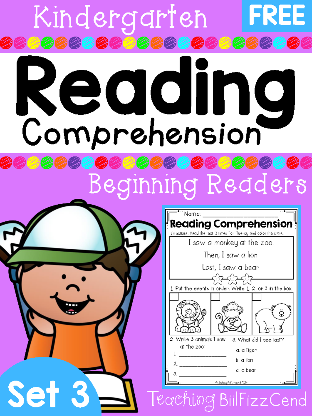 Freekindergarten Reading Comprehension SET 3-1 - ReadingComprehension ...