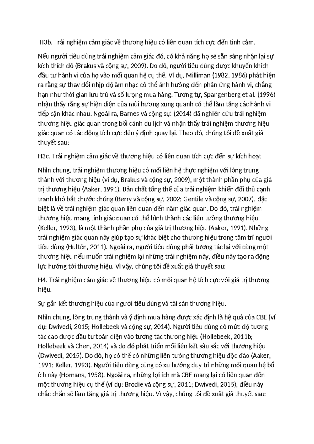 H3b - Biến nghiên cứu - H3b. Trải nghiệm cảm giác về thương hiệu có ...