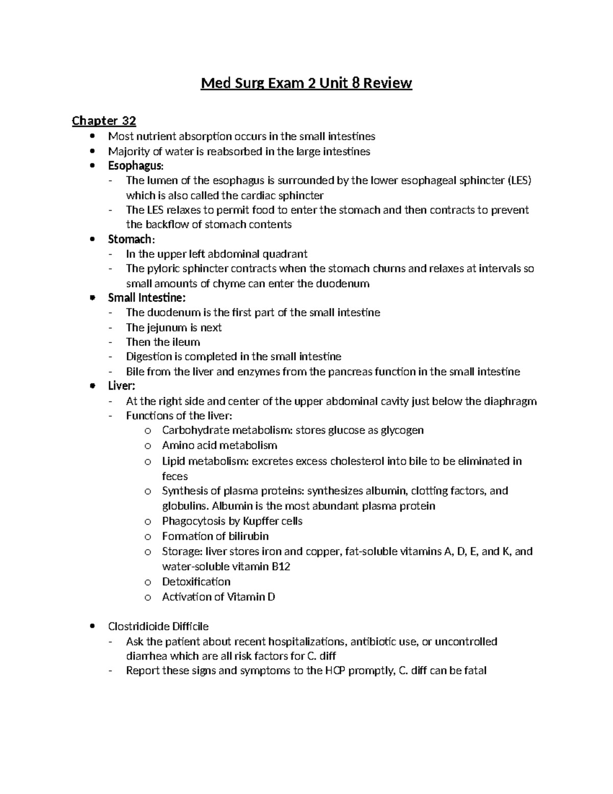 Med Surg Exam 2 Unit 8 Review - Med Surg Exam 2 Unit 8 Review Chapter ...