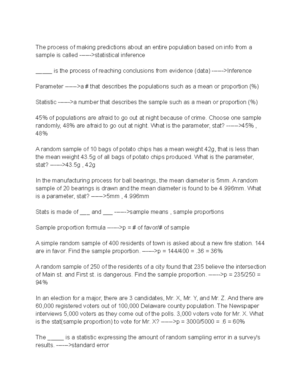 Math125 - The process of making predictions about an entire population ...