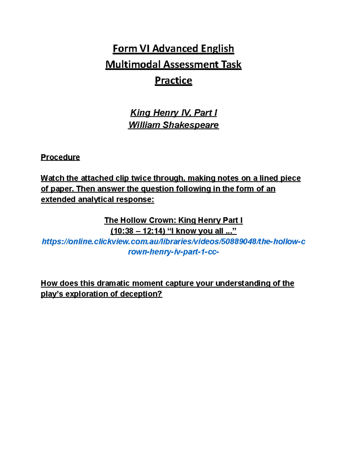 Practice multimodal Mod B - Form VI Advanced English Multimodal ...