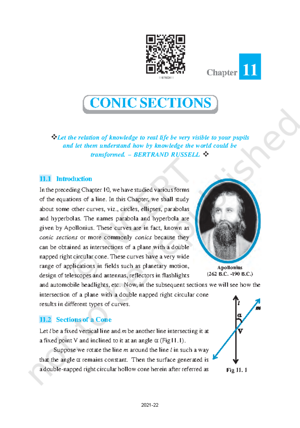 11. Conic Sections - Maths lecture notes - v Let the relation of ...
