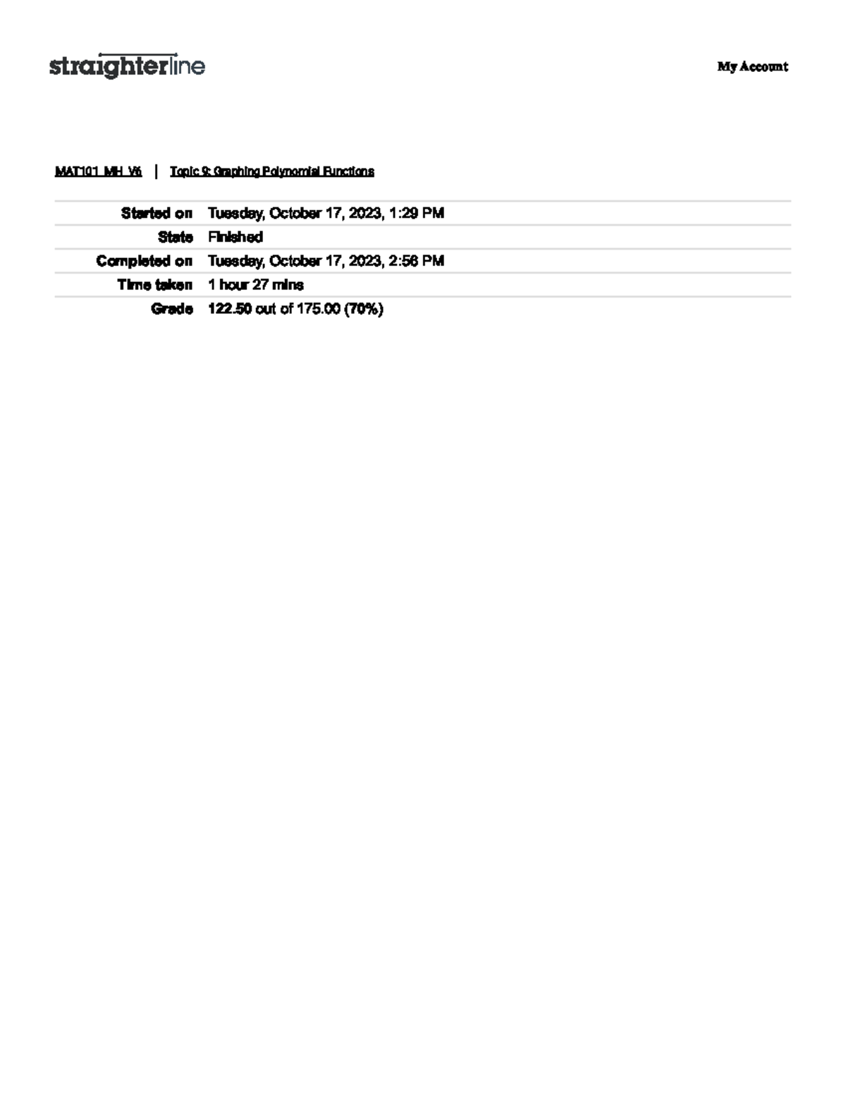 MATH Graded Exam 3 - Straightline - !"#!$% &' - Studocu