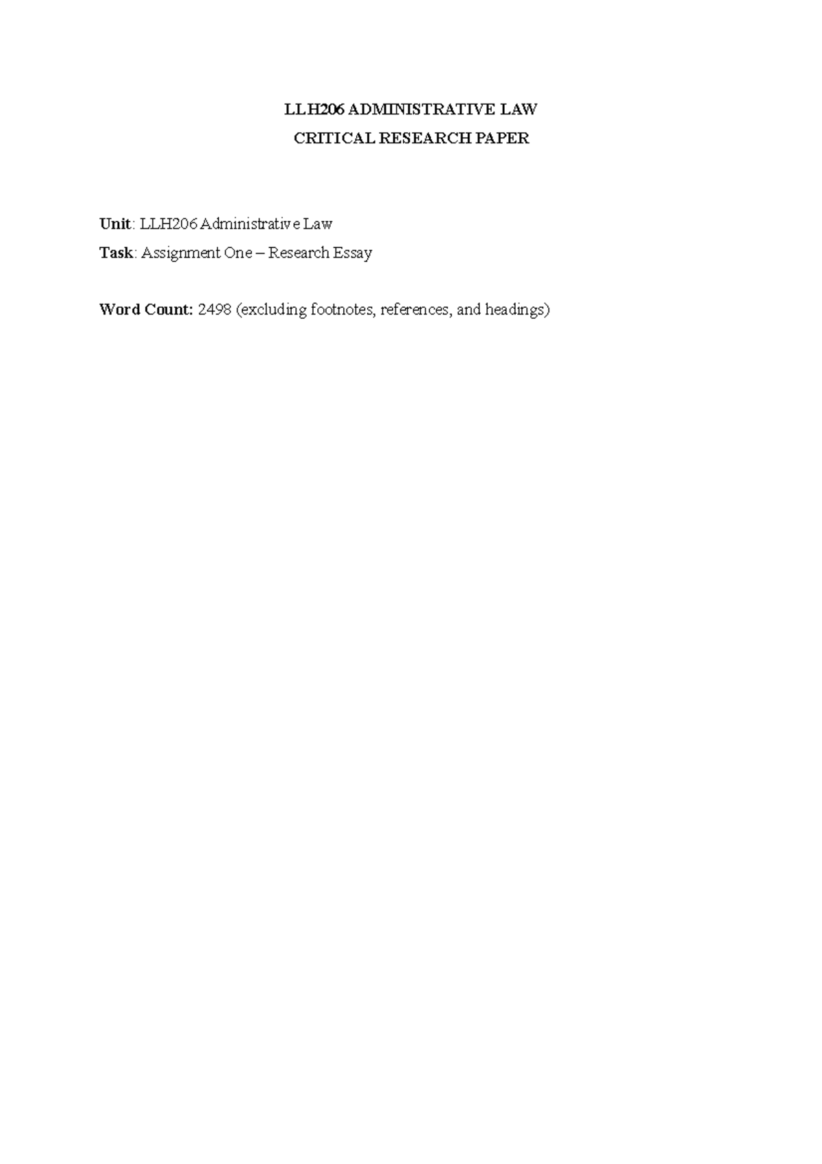 LLH206 Administrative LAW Final - analysis of the bias rule - LLH206 ...