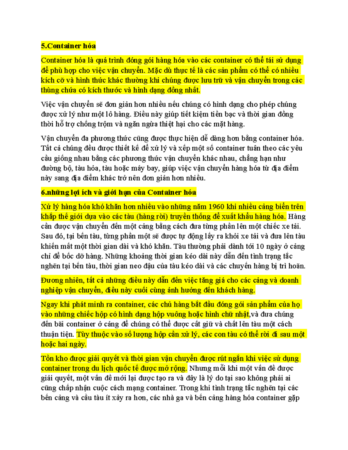 Container hóa - bai tap - 5 hóa Container hóa là quá trình đóng gói hàng hóa vào các container ...