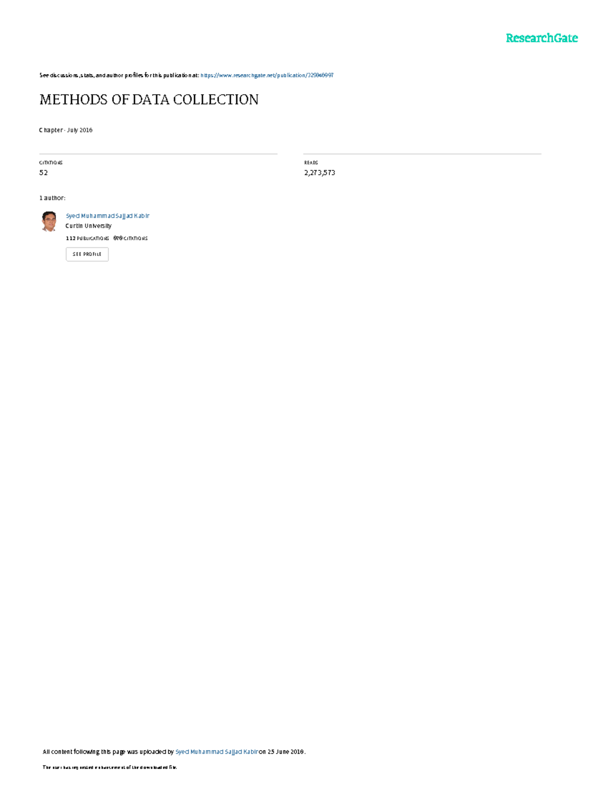 Methods of Data Collection - See discussions, stats, and author ...