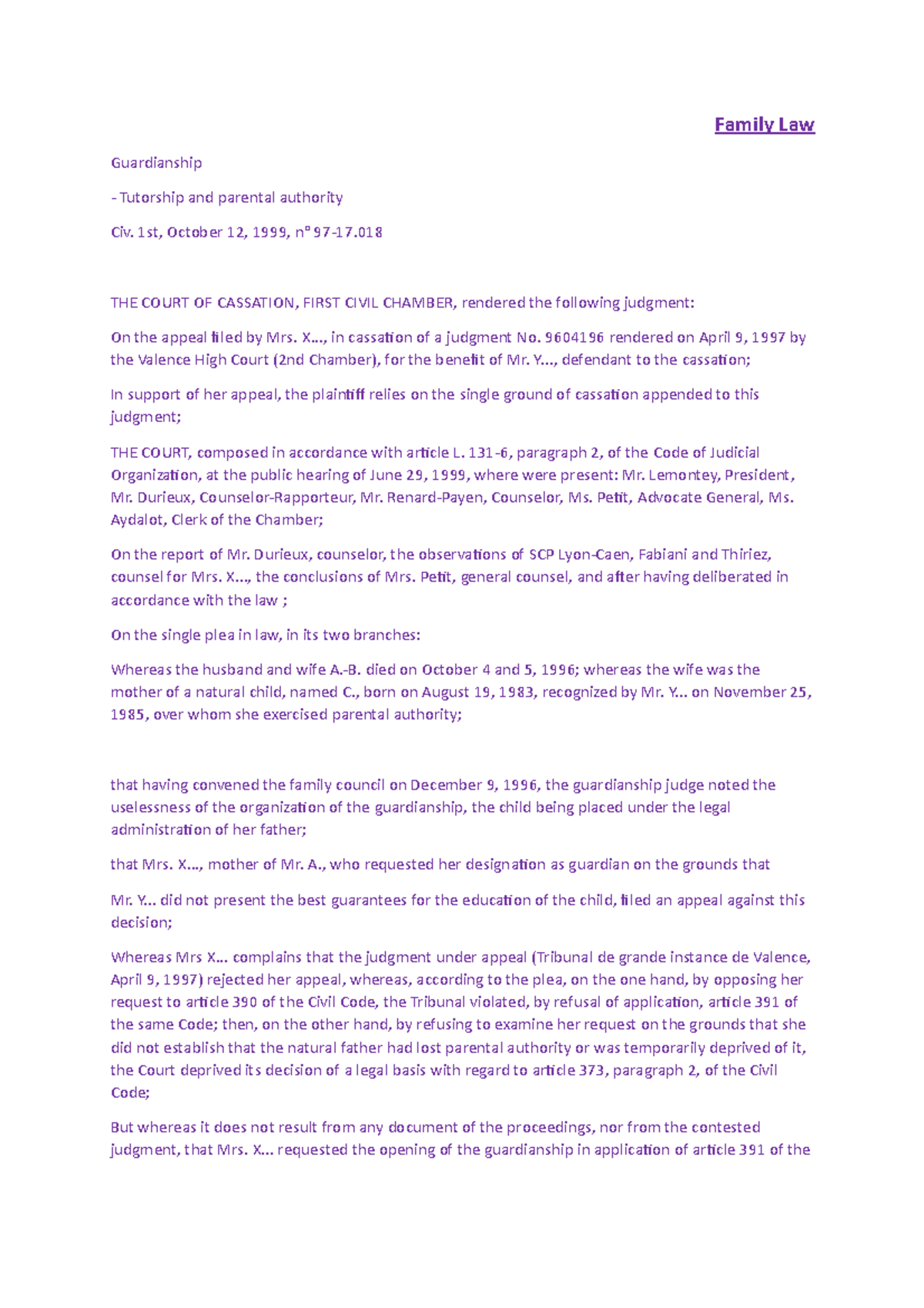 5 Family Law THE Unmarried Couple - Family Law Guardianship Tutorship ...