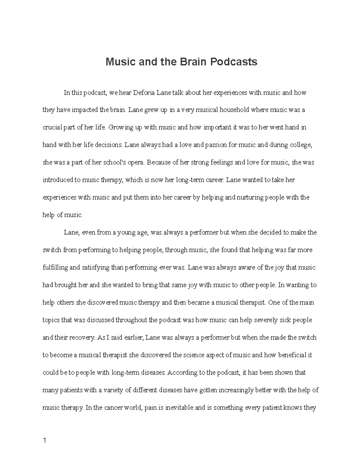 Music in the brain- project 3 draft copy - Music and the Brain Podcasts ...