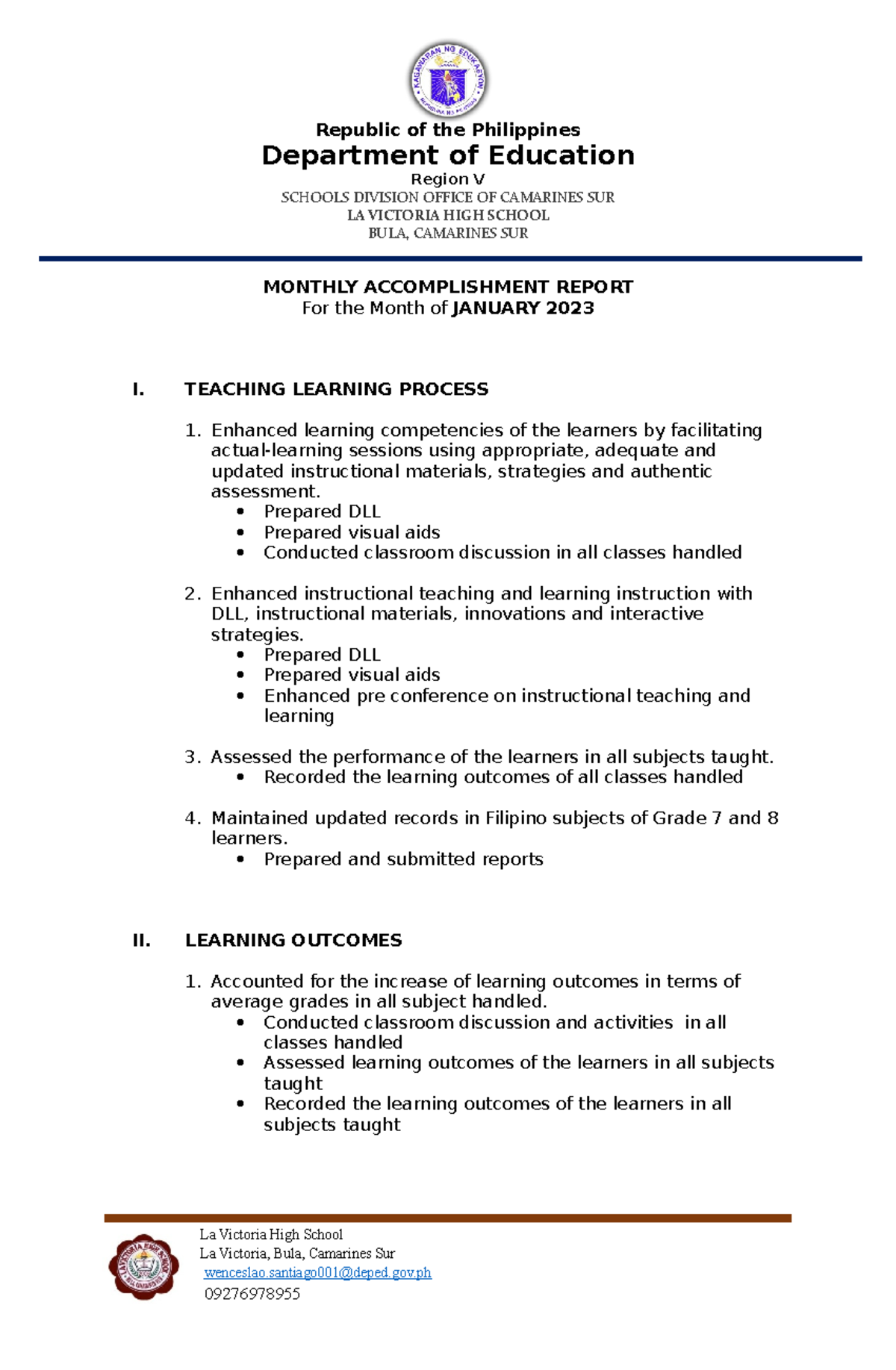 Monthly Accom 2023 January - Department of Education Region V SCHOOLS ...
