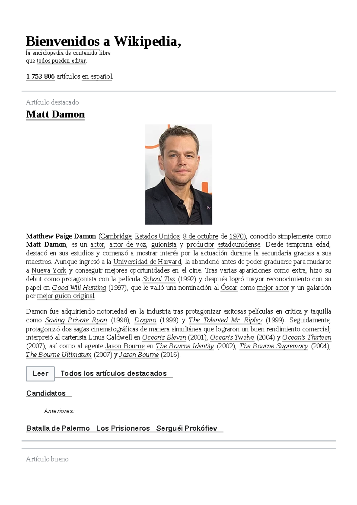 Wikipedia Portada opo - Bienvenidos a Wikipedia, la enciclopedia de ...