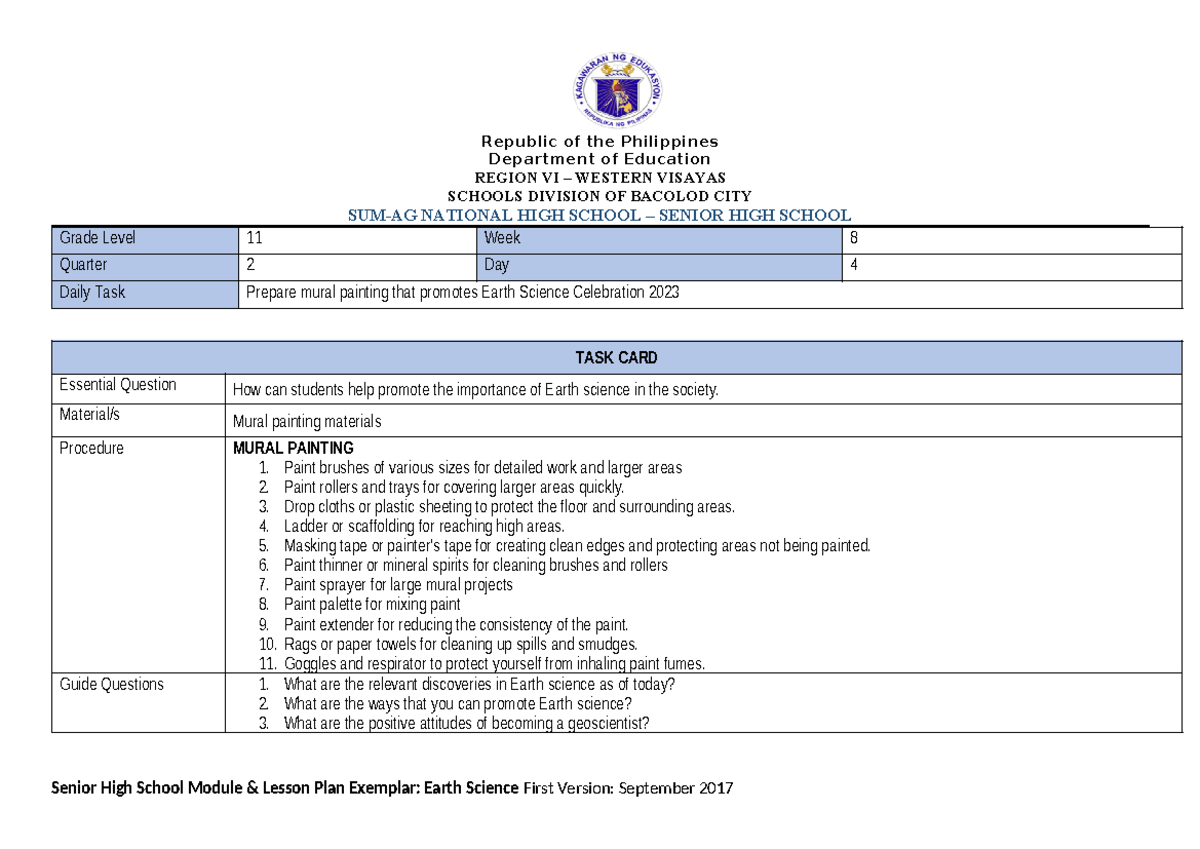 Q2 Performance Task Culminating Activity - Republic of the Philippines ...