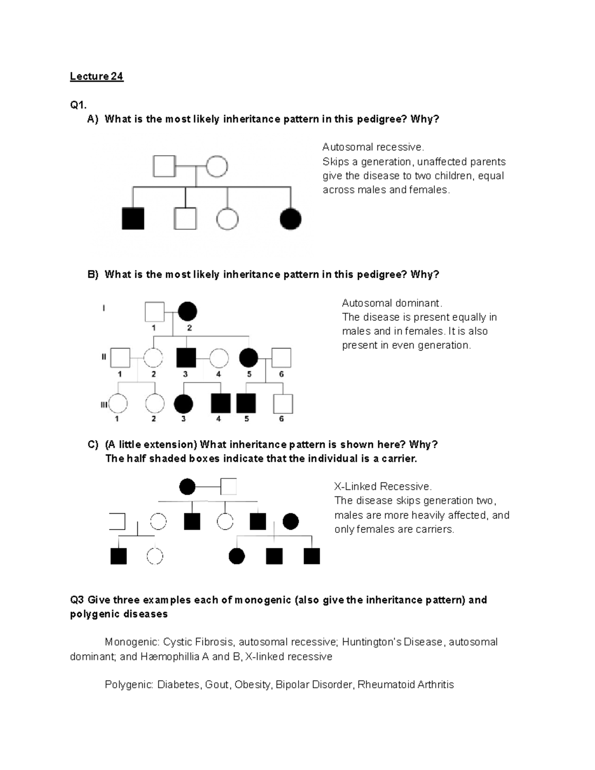 Week 10 answers - Practice worksheets - Lecture 24 Q1. A) What is the ...