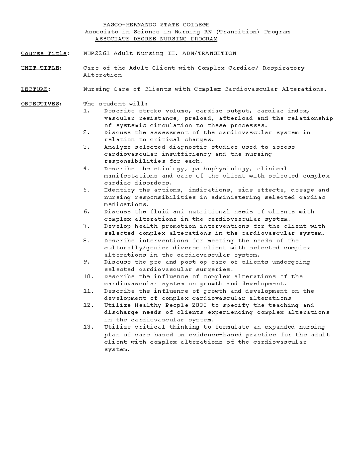 Cardiac Spring 2024 Adult 2 Manual - PASCO-HERNANDO STATE COLLEGE ...