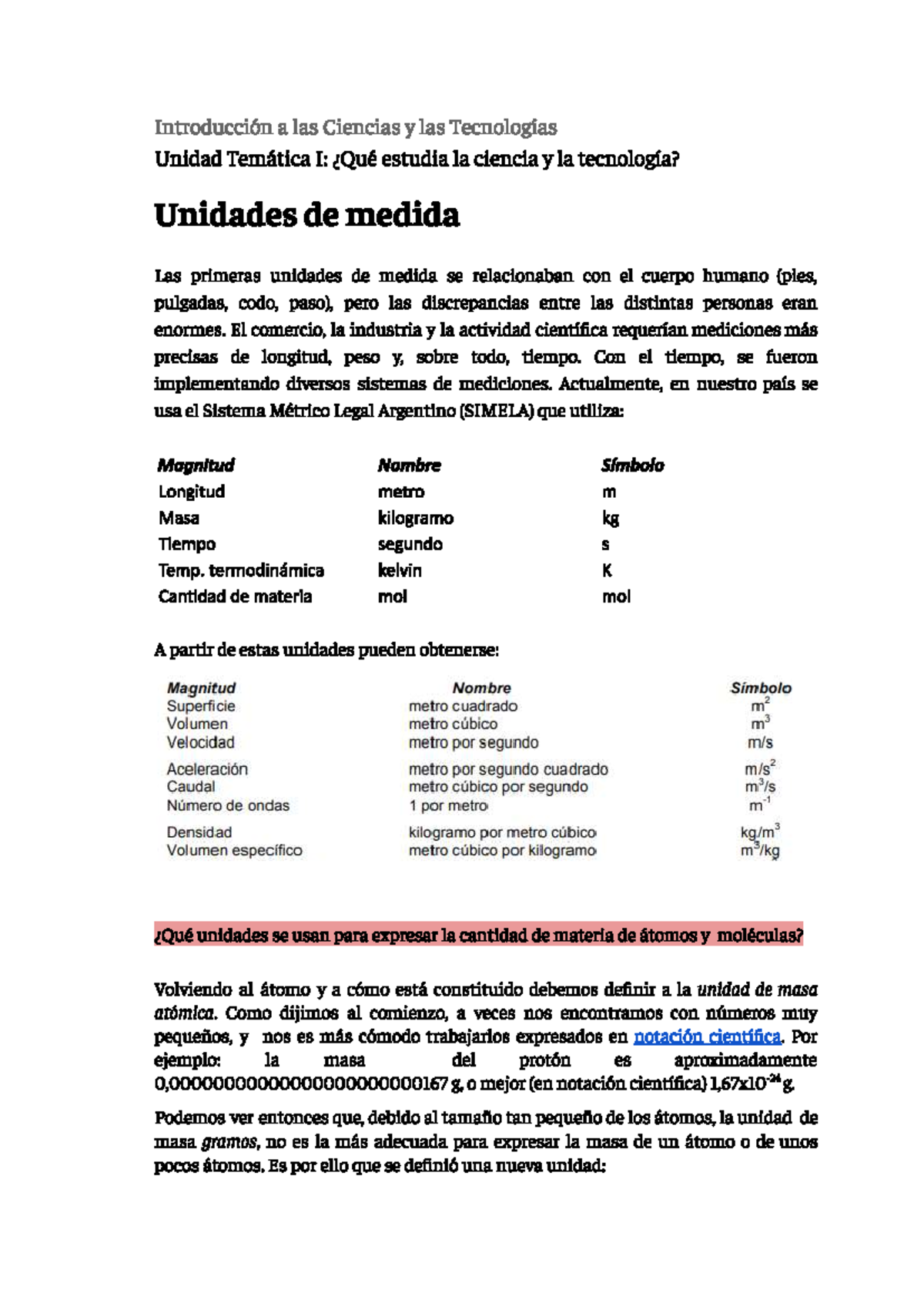 U1 S3 Unidades de medidas - ICYT Introducción a las Ciencias y ...