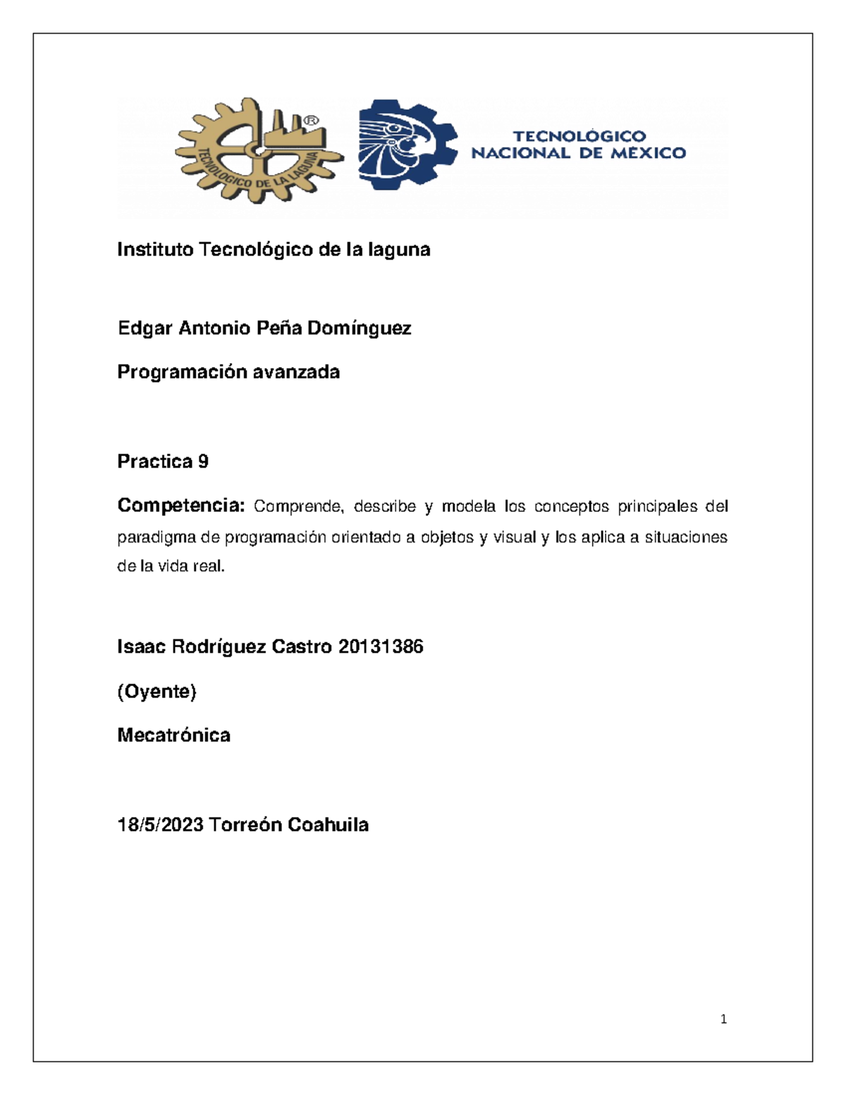 Practica 9 - rrrrrrrrrrrrrrrrrrrrrrrrrrrrrrr - Instituto Tecnológico de la laguna Edgar Antonio ...